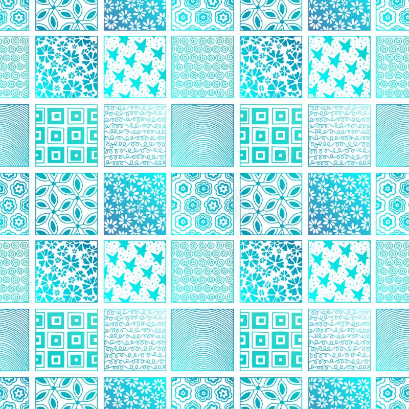 Vector Doodle Tile Pattern. Hand-drawn Mosaic Seamless Ornament Stock ...