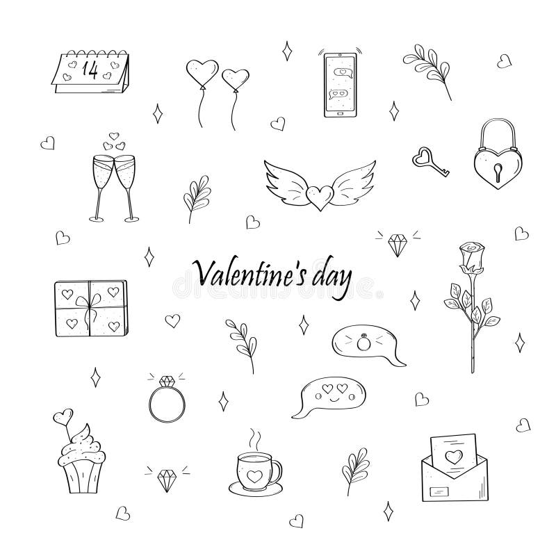Vector Doodle Valentine S Day Icons. Hand Drawn Symbols of Love Stock ... Vector Doodle Valentine S Day Icons. Hand Drawn Symbols of Love Stock ...