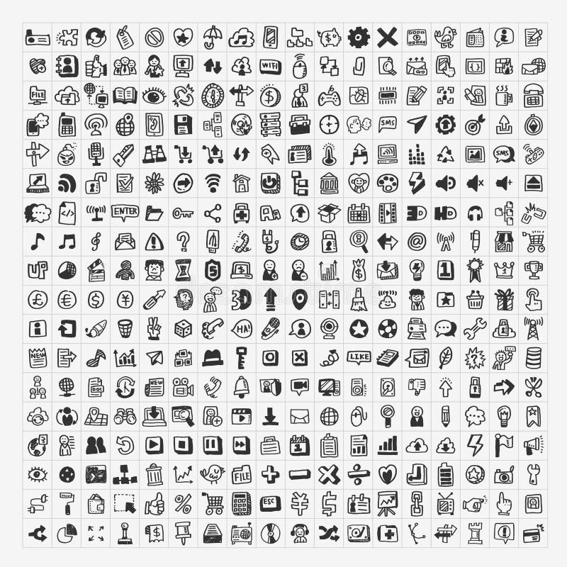 320 Doodle Icons Universal Set Stock Vector - Illustration of marker ...