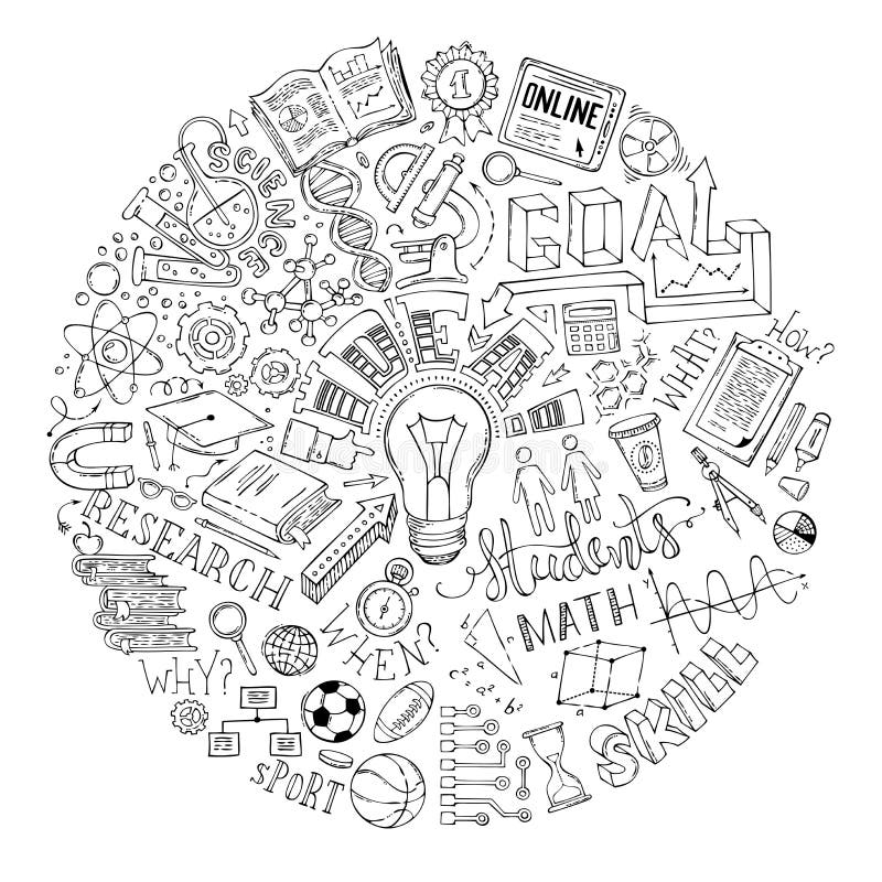 Vector Doodles Concept of Education. Stock Vector - Illustration of ...