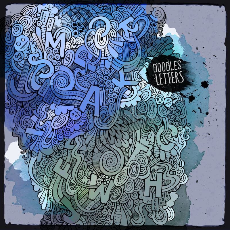 Letters Abstract Decorative Doodles Seamless Pattern. Stock Vector ...