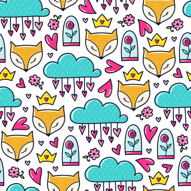 Vector doodles pattern stock vector. Illustration of children - 104823669