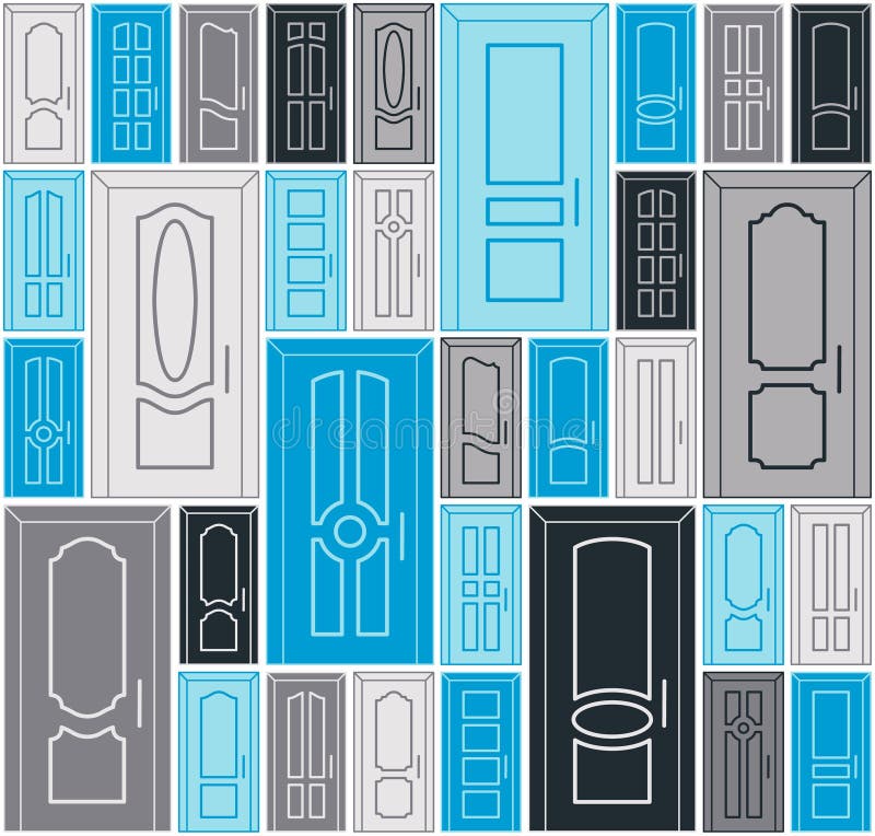 Vector Set of Doors. Collection of Stylized Interior Doors. Linear Art ...