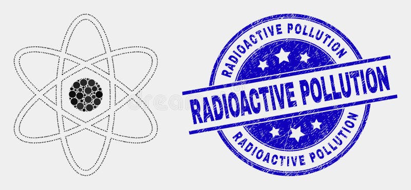 Vector Dot Atom Icon and Scratched Radioactive Pollution Seal Stock ...