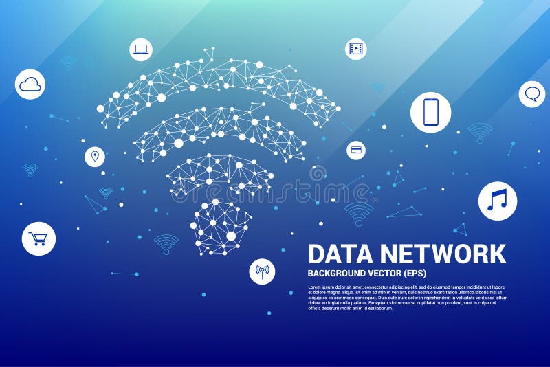 Vector Dot Connect Line Circuit Board Style Mobile Data Icon. Stock ...