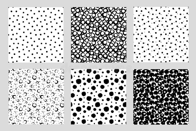 Vector Dot Patterns Set. Seamless Backgrounds from Brush Strokes Stock ...