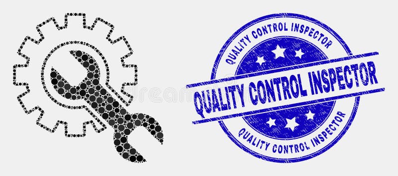 Vector Dot Setup Tools Icon and Scratched Quality Control Inspector ...