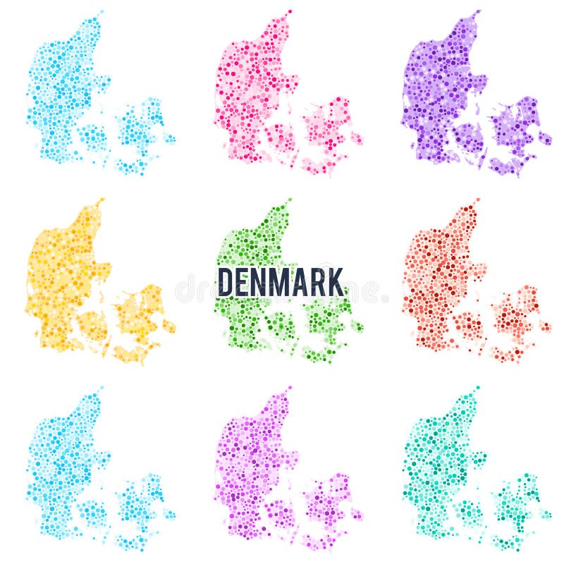 Vector Dotted Colourful Map of Denmark. Stock Vector - Illustration of ...