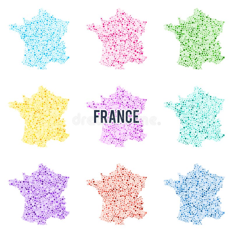 Vector Dotted Colourful Map of France. Stock Vector - Illustration of ...