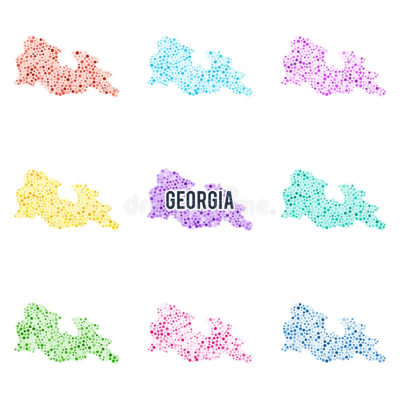 Vector Dotted Colourful Map of Georgia. Stock Illustration ...