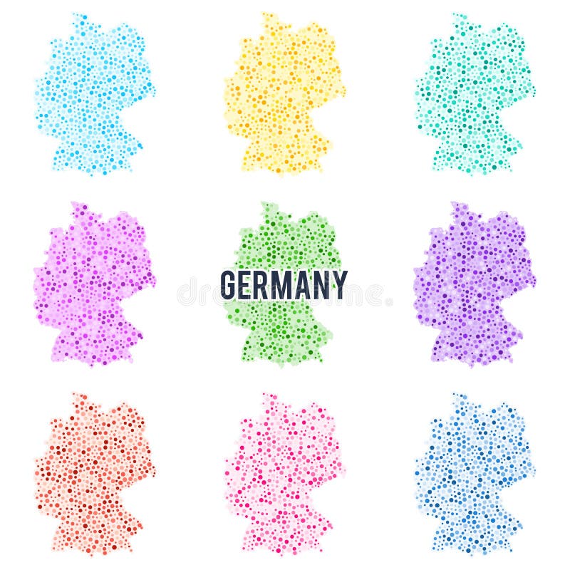 Vector Dotted Colourful Map of Germany. Stock Vector - Illustration of ...
