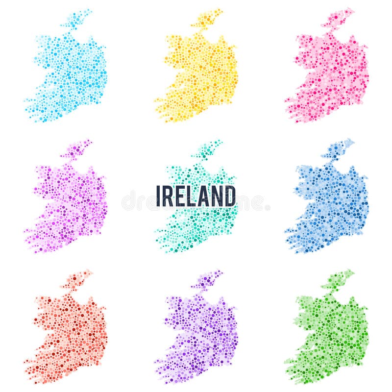 Vector Dotted Colourful Map of Ireland. Stock Vector - Illustration of ...