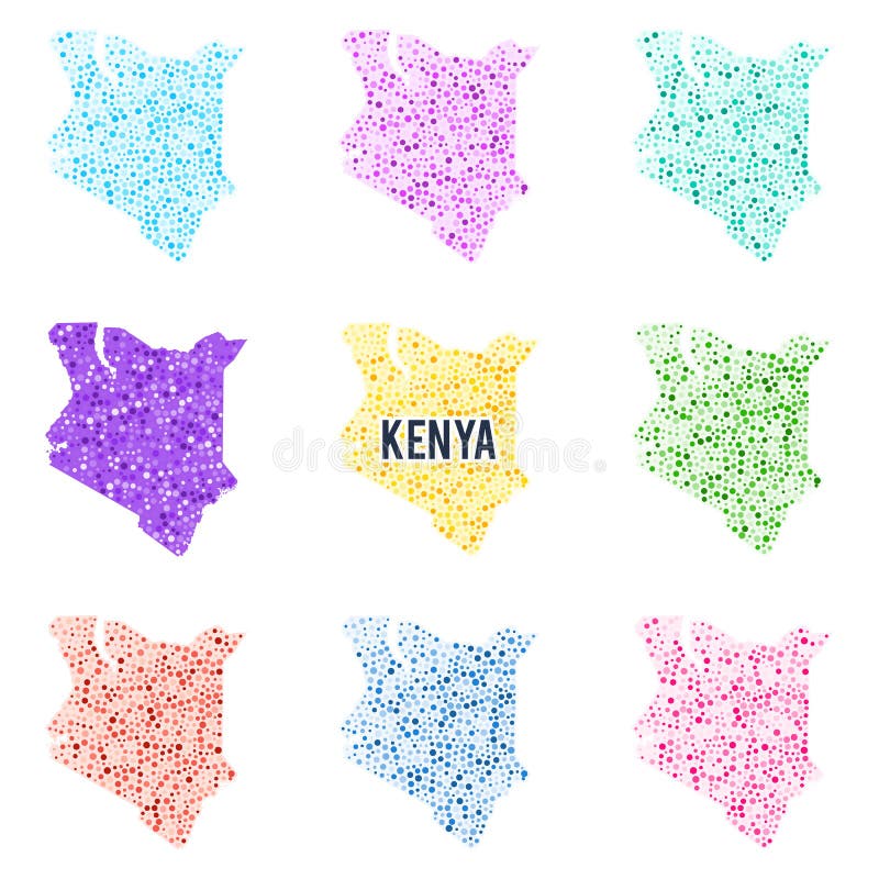Vector Dotted Colourful Map of Kenya. Stock Illustration - Illustration ...
