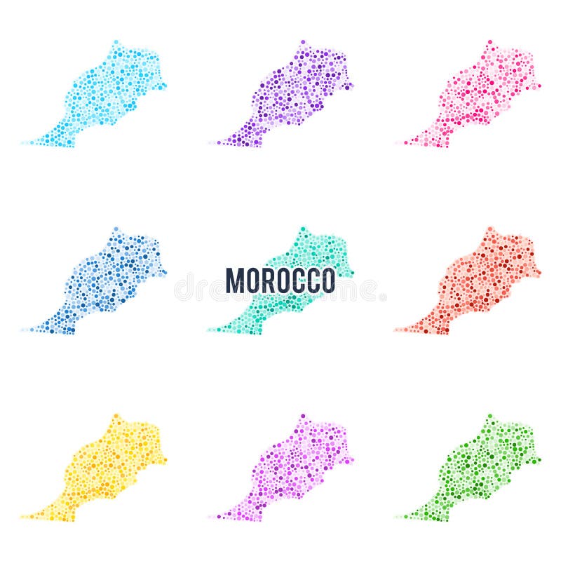 Vector Dotted Colourful Map of Morocco. Stock Illustration ...