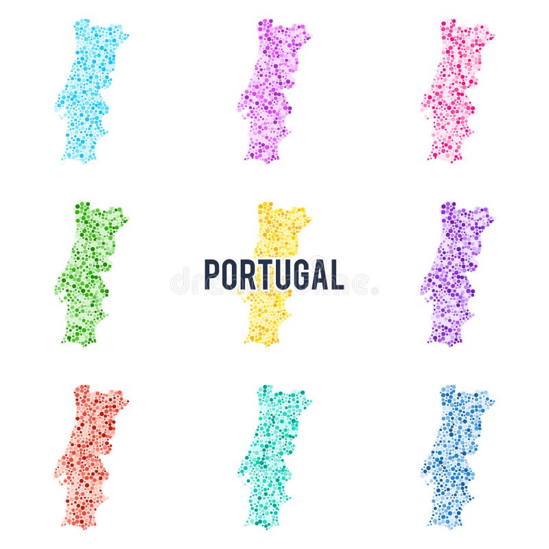Vector Dotted Colourful Map of Portugal. Stock Illustration ...