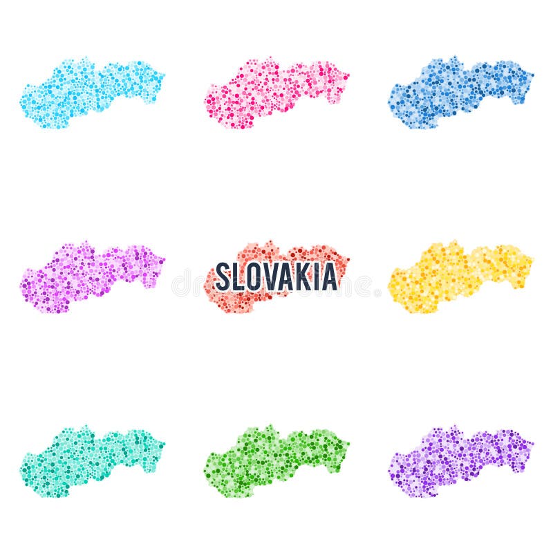 Vector Dotted Colourful Map of Slovakia. Stock Vector - Illustration of ...