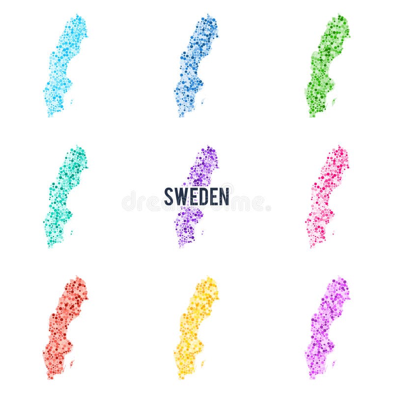 Vector Dotted Colourful Map of Sweden. Stock Vector - Illustration of ...