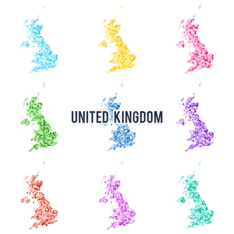 Vector Dotted Colourful Map of United Kingdom. Stock Vector ...