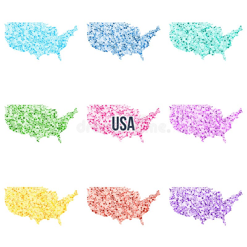 Vector Dotted Colourful Map of the United States of America. Stock ...