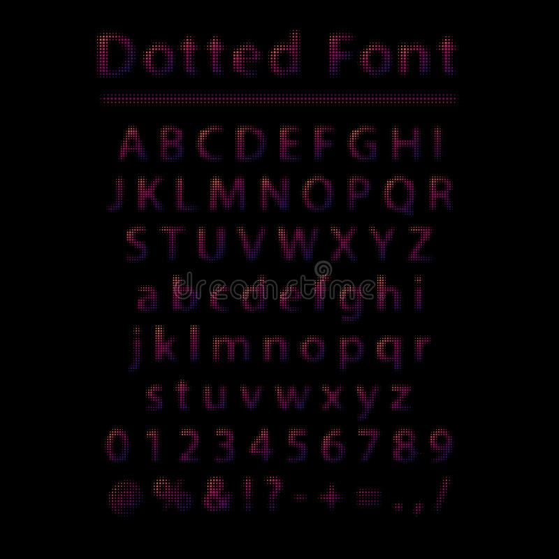 Vector Dotted Font. Color Letters and Numbers Made of Dots with ...