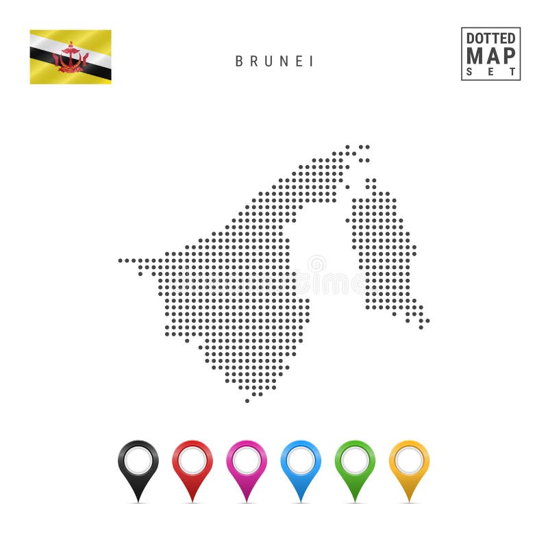 Vector Dotted Map of Brunei. Simple Silhouette of Brunei. the National ...