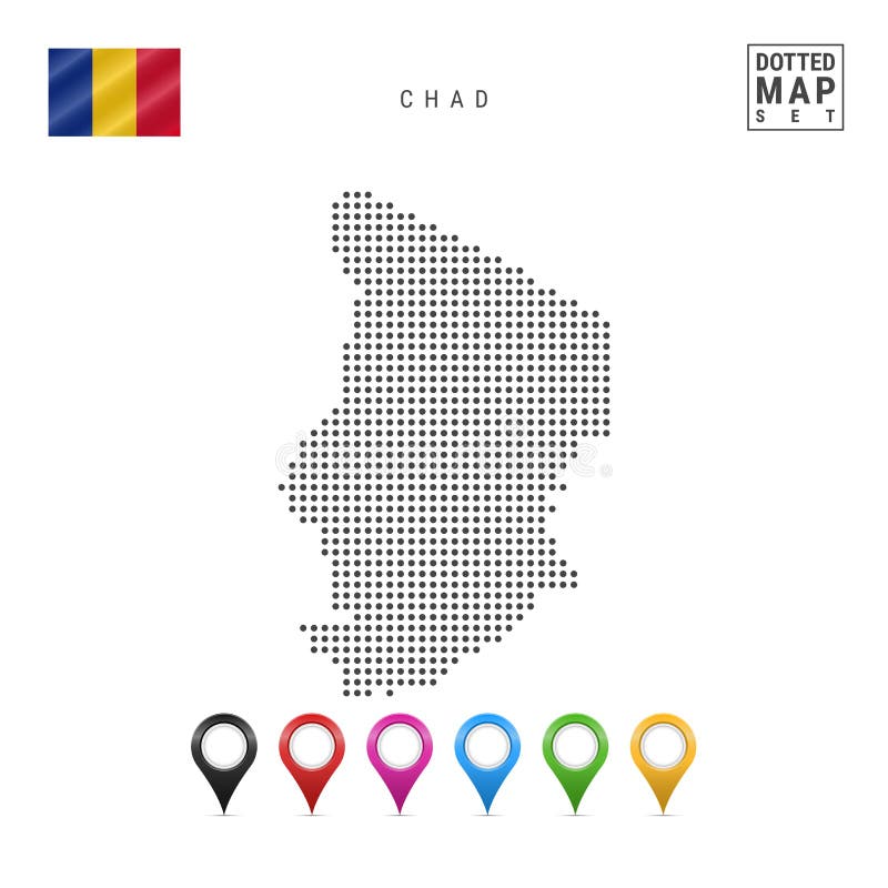 Vector Dotted Map of Chad. Simple Silhouette of Chad. the National Flag ...