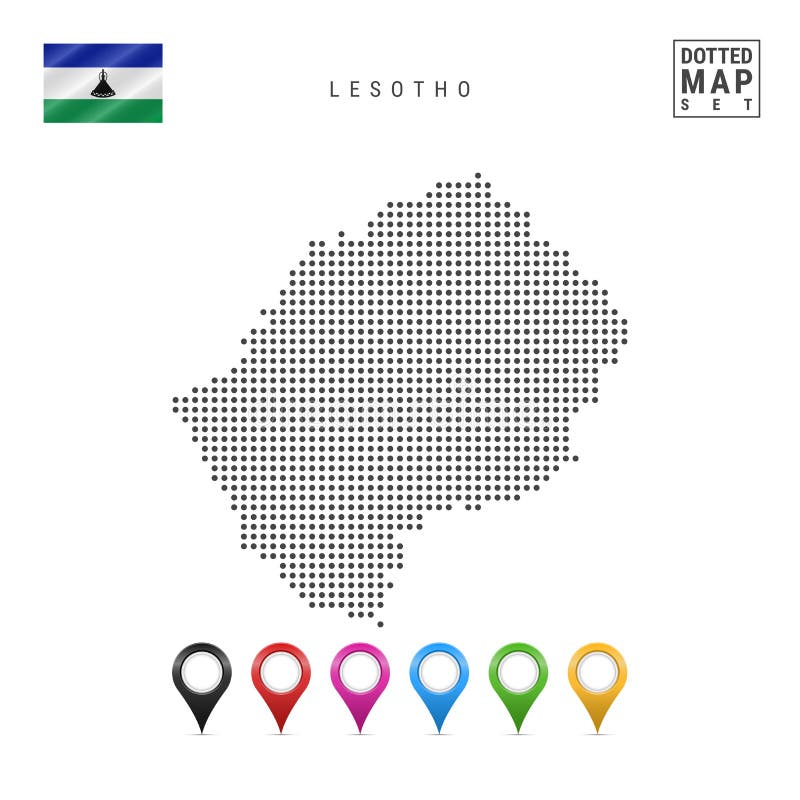 Vector Dotted Map of Lesotho. Simple Silhouette of Lesotho. National ...