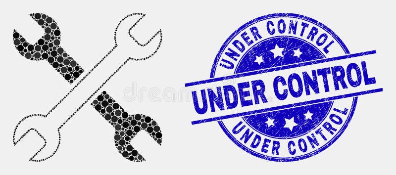 Vector Dotted Wrenches Icon and Grunge Under Control Stamp Stock Vector ...