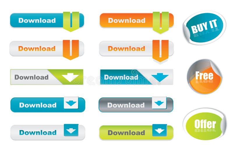 Vector Download Buttons and Stickers Stock Vector - Illustration of ...