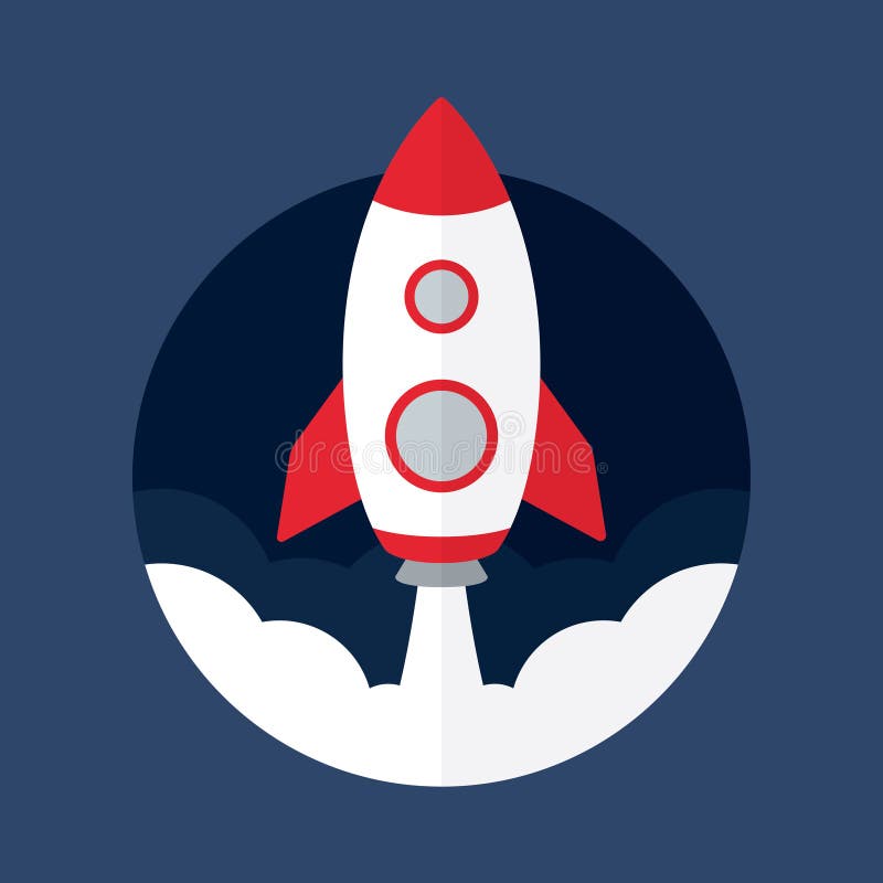 Rocket Ship Launch into Space Flat Icon. Startup Business Concept Stock Vector - Illustration of ...