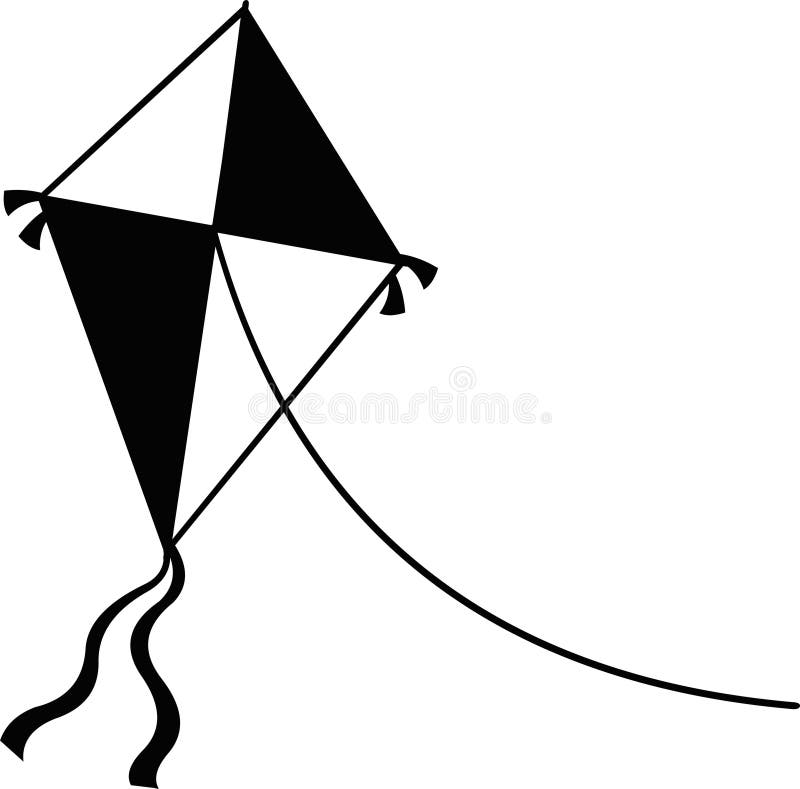 Vector Draw Illustration Black and White Icon Kite Cartoon Stock Vector ...