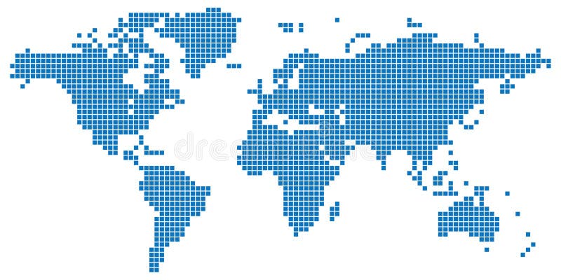 Blue Colored Square Dotted World Map Vector Stock Vector - Illustration ...