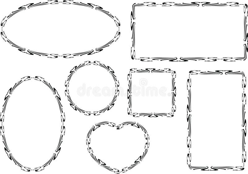 Vector Drawing Border Frame Set Stock Illustration - Illustration of ...