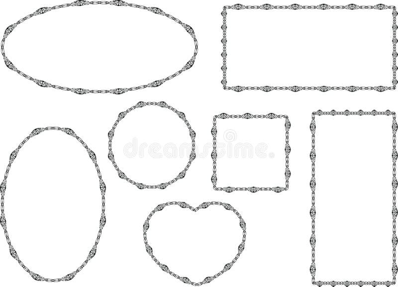 Vector Drawing Border Frame Set Stock Illustration - Illustration of ...