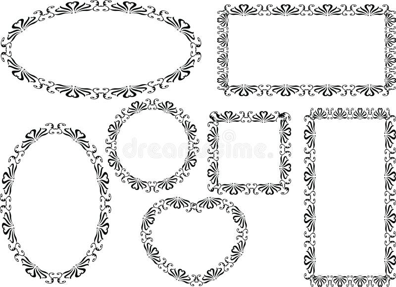 Vector Drawing Border Frame Set Stock Illustration - Illustration of ...