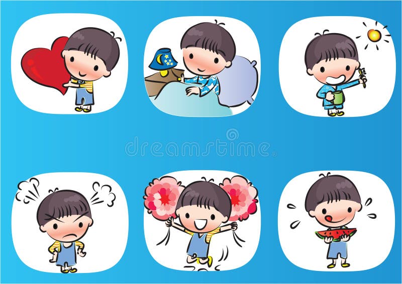 Vector Drawing Boy in a Day Stock Illustration - Illustration of ...