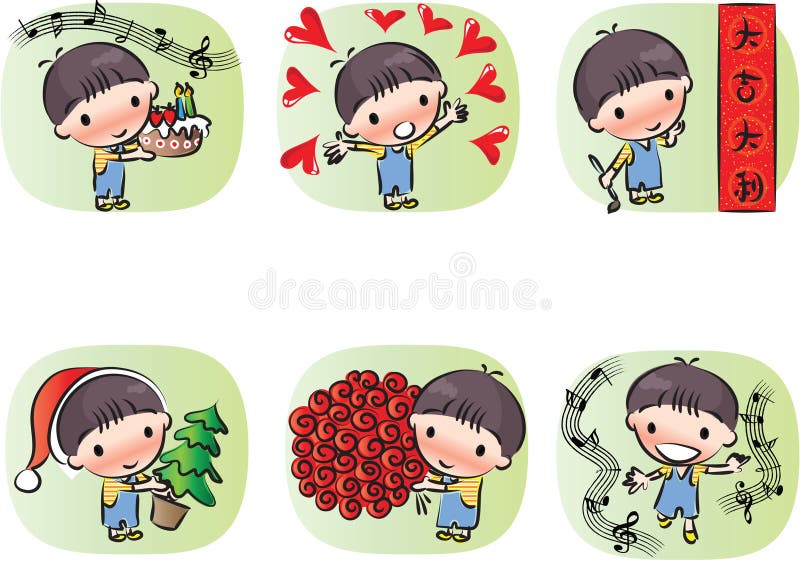Vector drawing boy set stock illustration. Illustration of hand - 85376768