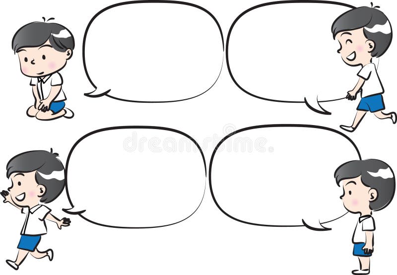 Vector Drawing Boy Talking Set Stock Vector - Illustration of reading ...