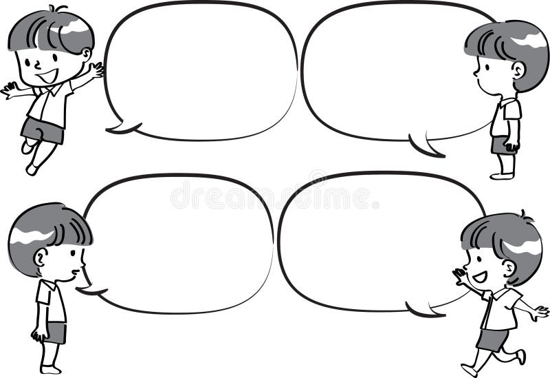 Vector Drawing Boy Talking Set Stock Vector - Illustration of action ...