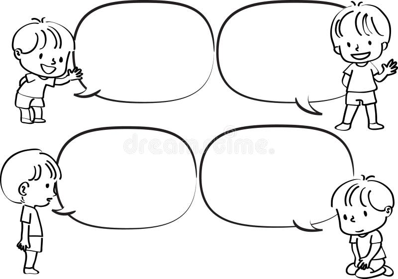 Vector Drawing Boy Talking Set Stock Vector - Illustration of bubble ...