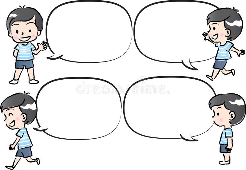 Vector Drawing Boy Talking Set Stock Vector - Illustration of card ...