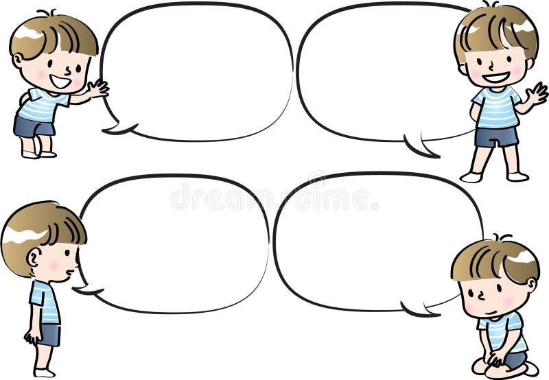 Vector Drawing Boy Talking Set Stock Illustration - Illustration of ...