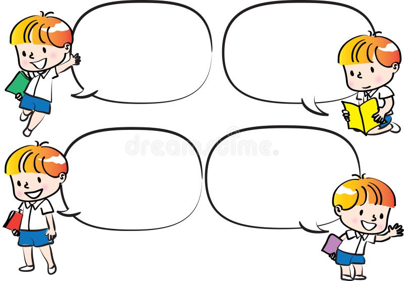 Vector Drawing Boy Talking Set Stock Vector - Illustration of bubble ...