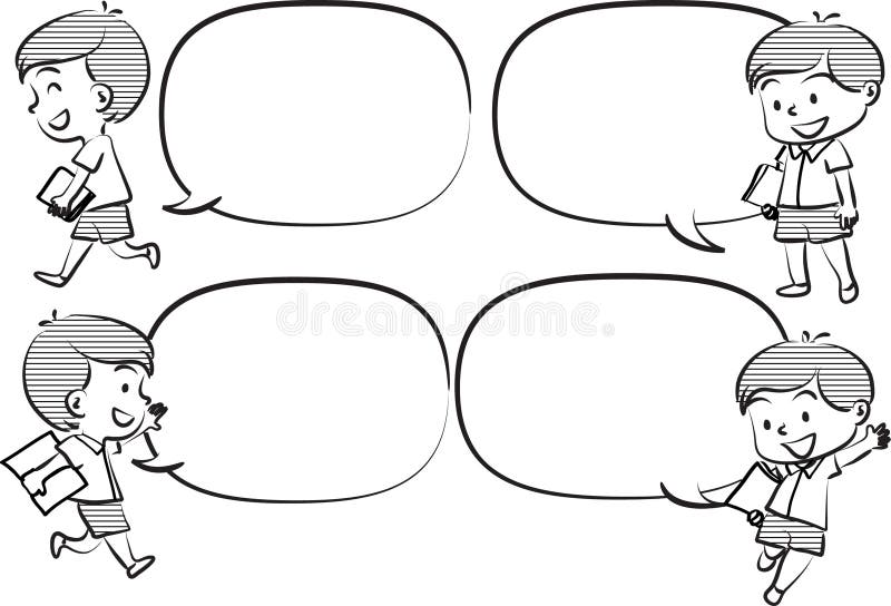Vector Drawing Boy Talking Set Stock Vector - Illustration of bubble ...