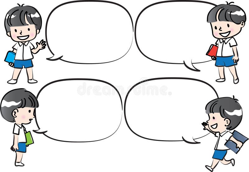 Vector Drawing Boy Talking Set Stock Vector - Illustration of reading ...