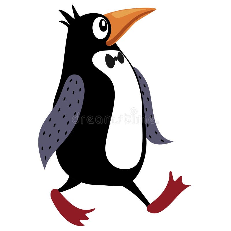 Vector Drawing of a Cartoon Penguin Walking. Stock Vector ...