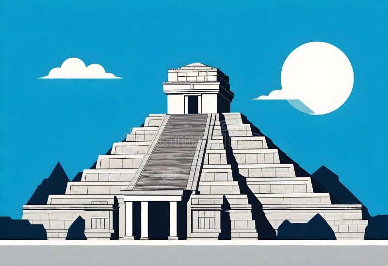 A Vector Drawing of the Chichen Itza , Mexican Ancient Pyramid with the ...