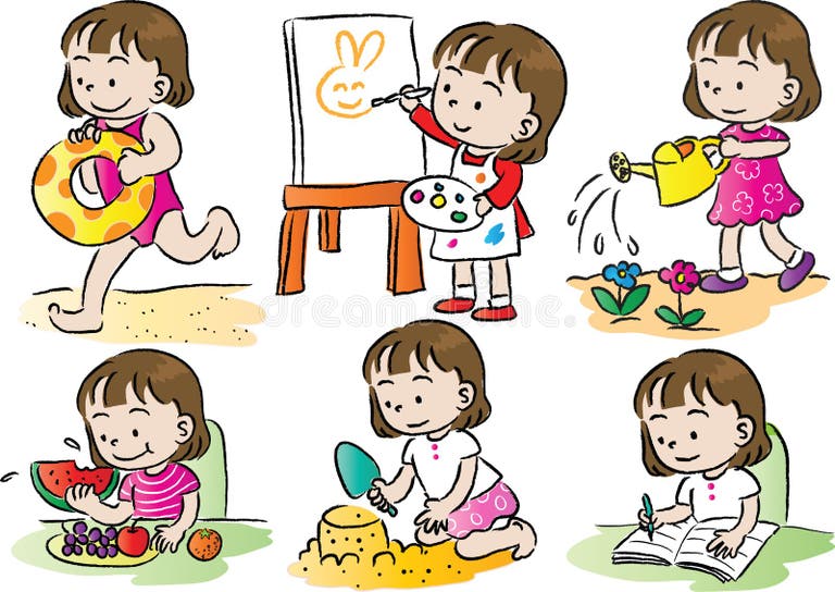 Vector Drawing Childrens Life Set Stock Illustrations – 961 Vector ...