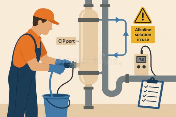 Vector Drawing of CIP Process with Technician Using Membrane System and ...