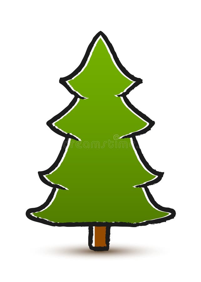 Cartoon Vector Drawing Of Pine Conifer Tree Stock Vector - Illustration ...